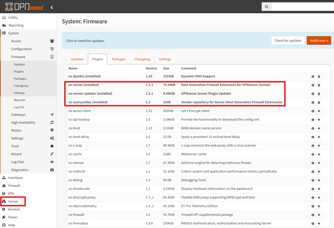 Installing Sensei on OPNsense – Zenarmor Help Center